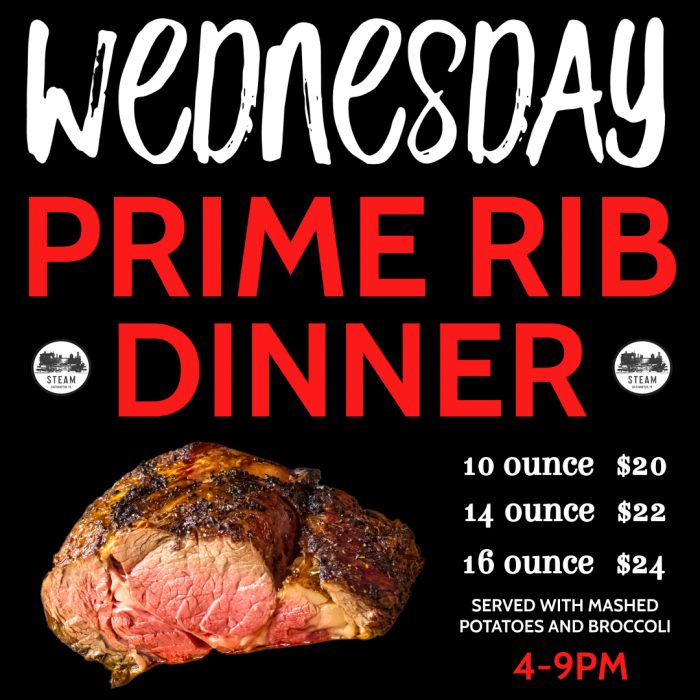 Prime Rib Night - Steam Pub