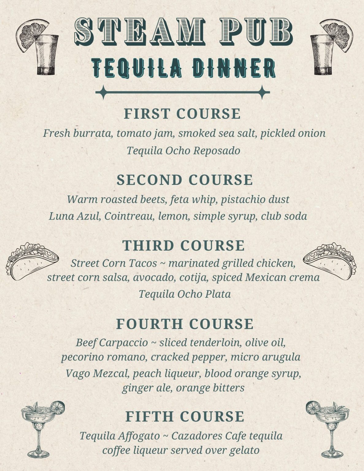 Tequila Dinner at Steam Pub - Steam Pub